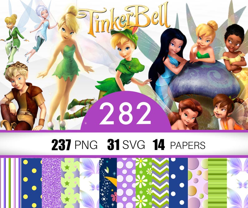 Tinkerbell SVG PNG Clipart Bundle, Tinkerbell Svg, Tinkerbell Paper ...