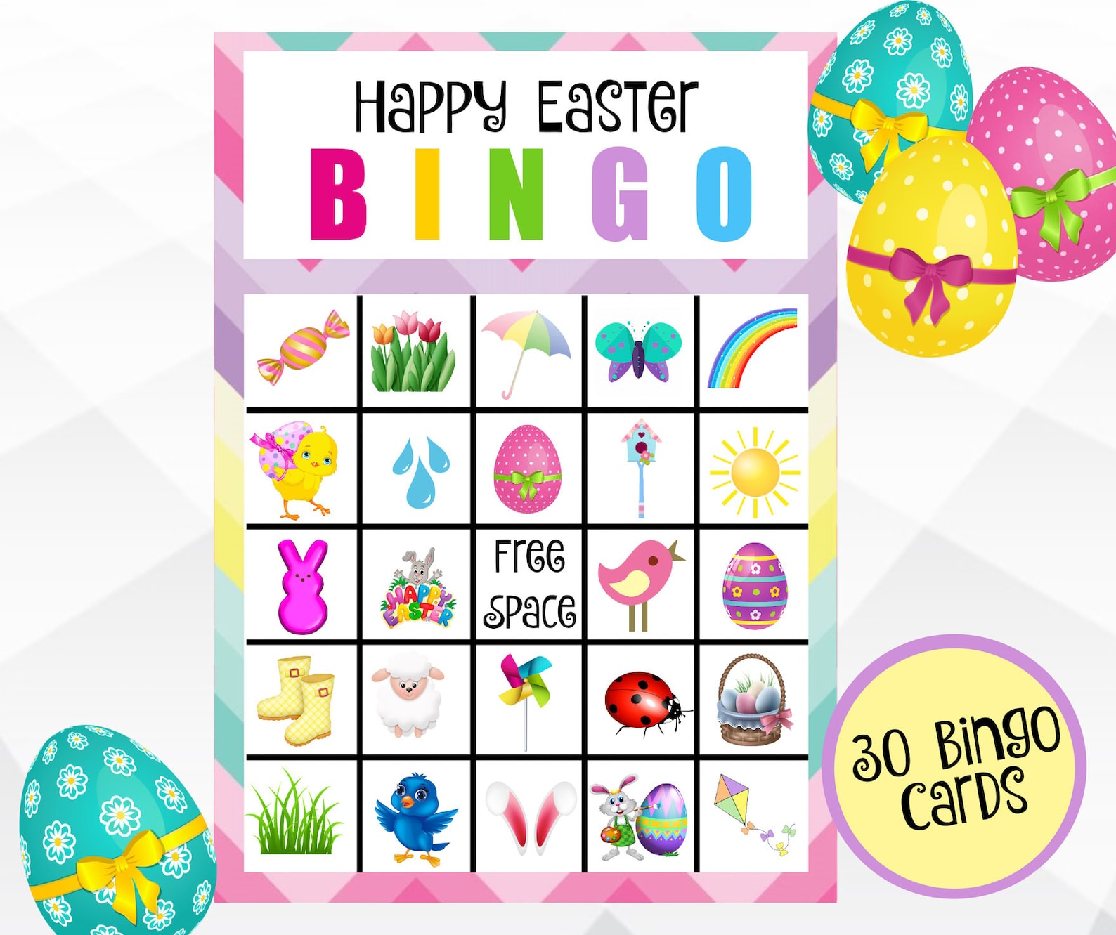 Easter Bingo, Easter Printable Bingo Cards, Easter Party Classroom Game ...