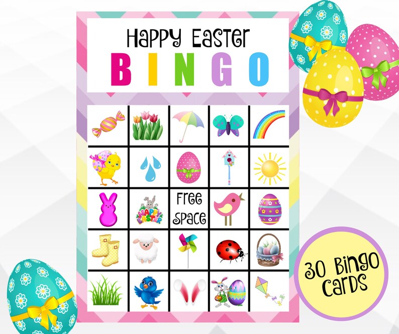 Easter Bingo, Easter Printable Bingo Cards, Easter Party Classroom Game ...