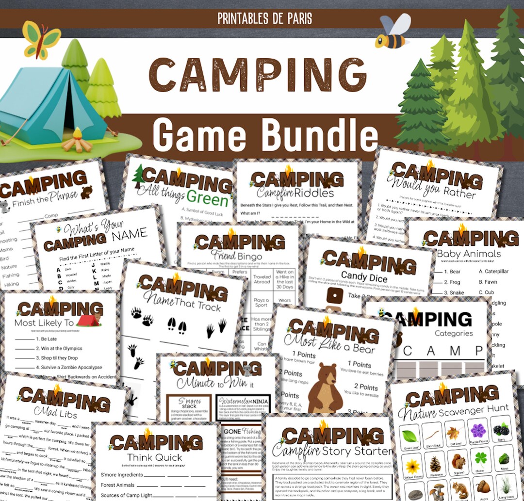 Printable Camping Games With Answer Sheets, Camping Activities, Camping ...