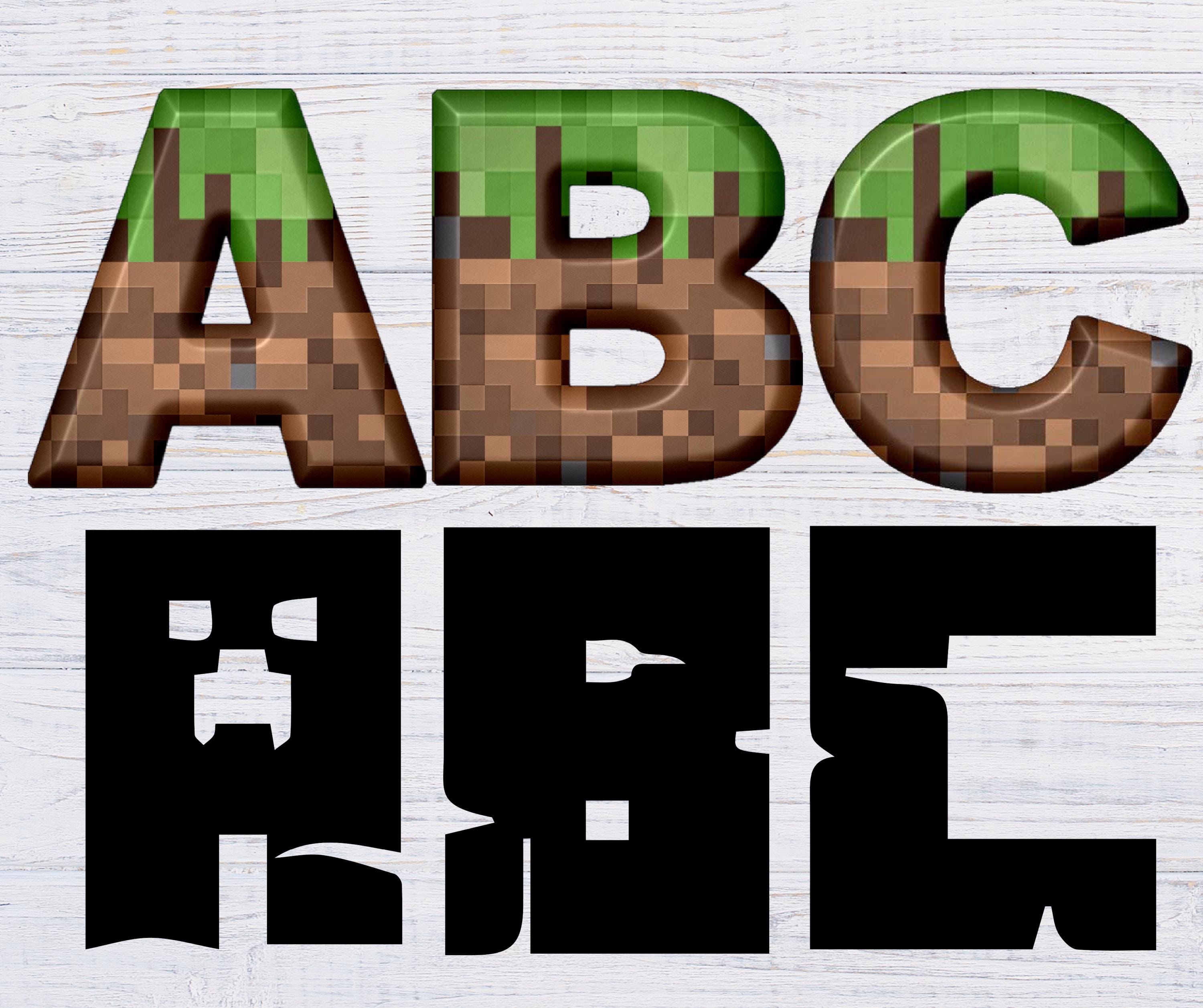 Mine Font, Video Game PNG Alphabet for Mine Shirt Cake Topper, Birthday ...