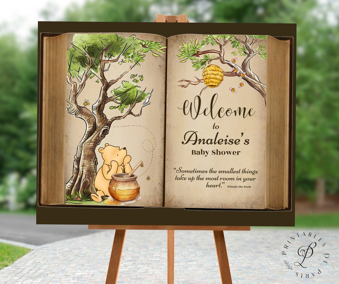 Classic Winnie the Pooh Welcome Sign, Winnie the Pooh Baby Shower ...