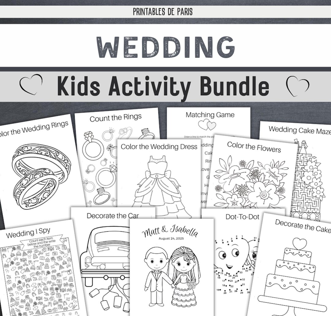 Wedding Activity Book for Kids, Wedding Coloring Pages, Printable ...