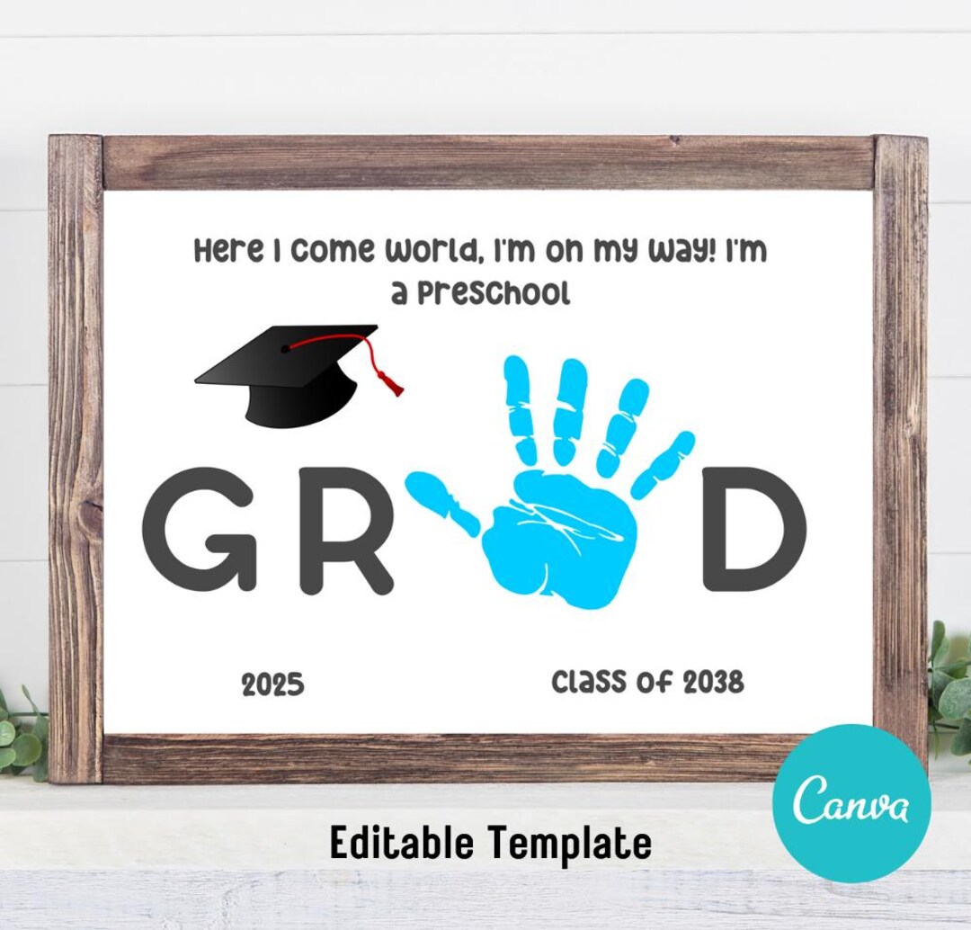 Preschool Graduation Handprint Template, 2025 Preschool Graduation ...
