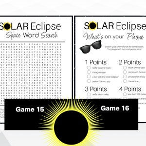 Printable Solar Eclipse Games With Answer Sheets, Solar Eclipse Party ...