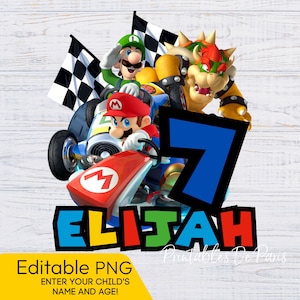 EDITABLE Mario Kart PNG, Mario Kart Birthday Png, Mario Kart Clipart ...