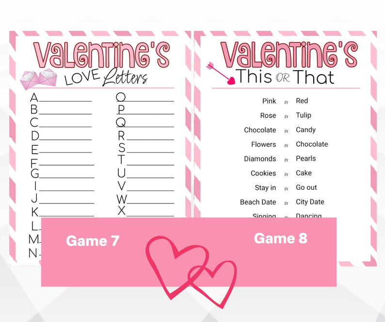 Valentine's Day Printable Games, Valentine's Game Bundle, Valentine's ...