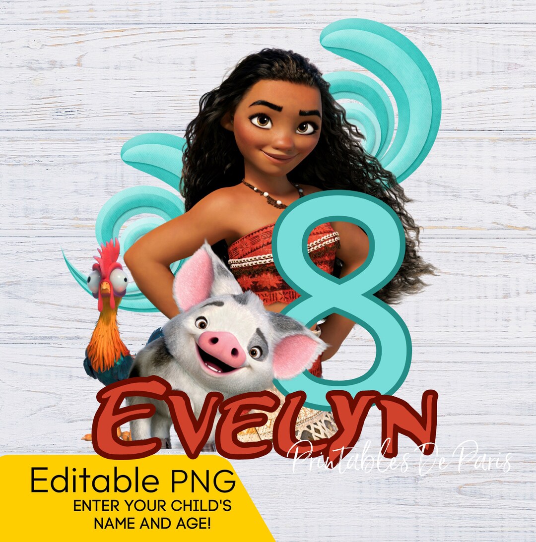 EDITABLE Moana PNG, Moana Birthday Png, Moana Birthday Shirt, Moana ...