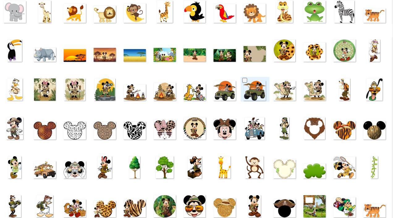 Mickey Safari PNG Bundle, Jungle Clipart and Digital Paper, Mickey ...