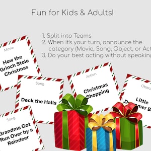 Christmas Charades, Christmas Printable Game, Christmas Party Classroom ...