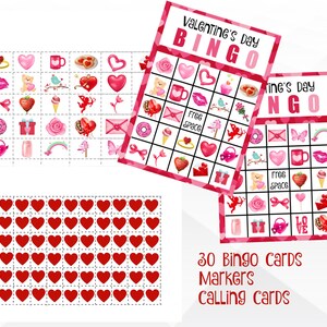 Valentine's Day Bingo, Valentine Printable Bingo Cards, Valentine's ...
