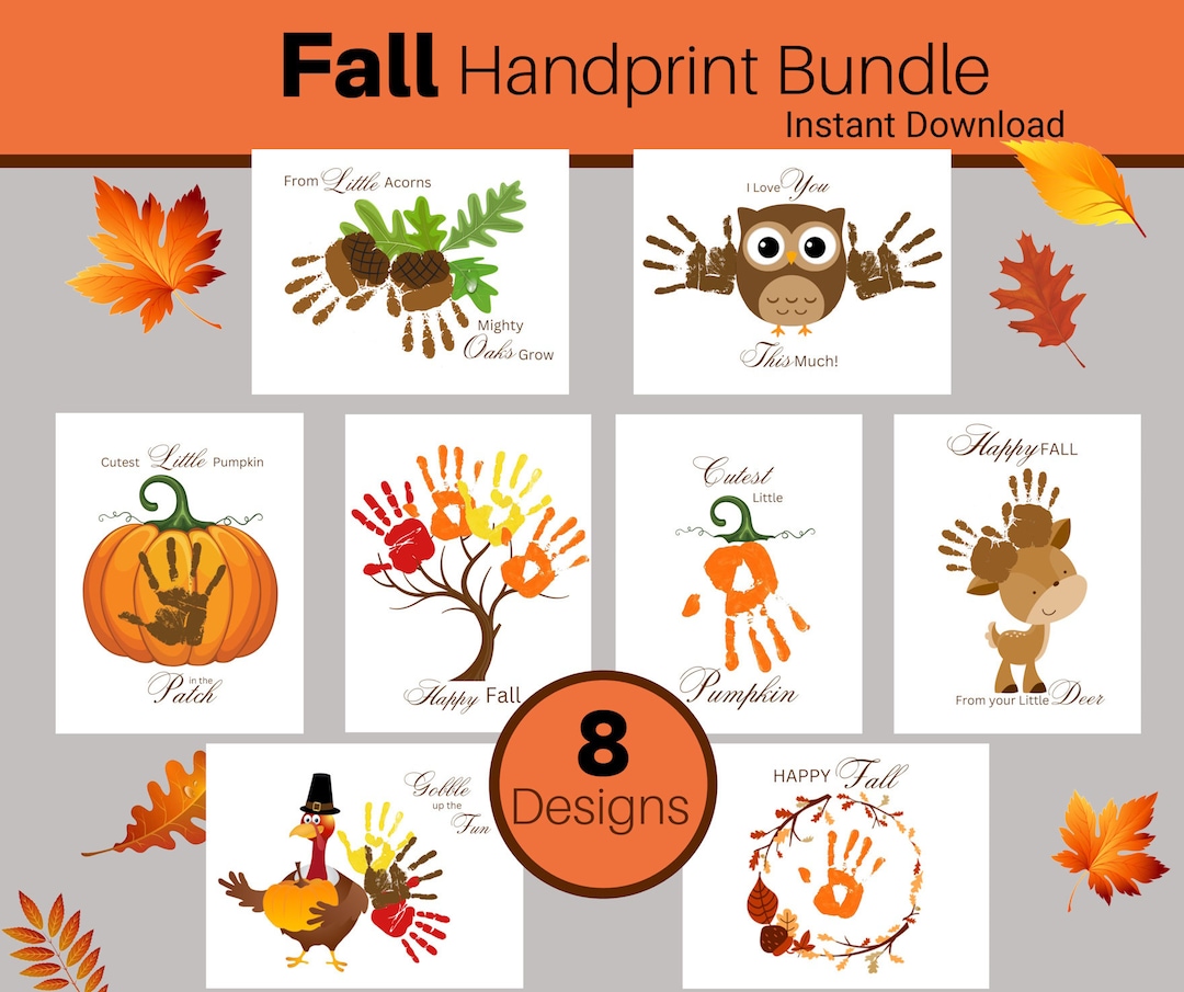 Fall Handprint Bundle, Printable Handprint Craft, Thanksgiving ...