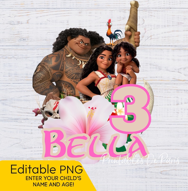 EDITABLE Moana 2 PNG, Moana Cumpleaños png, Camiseta de cumpleaños ...