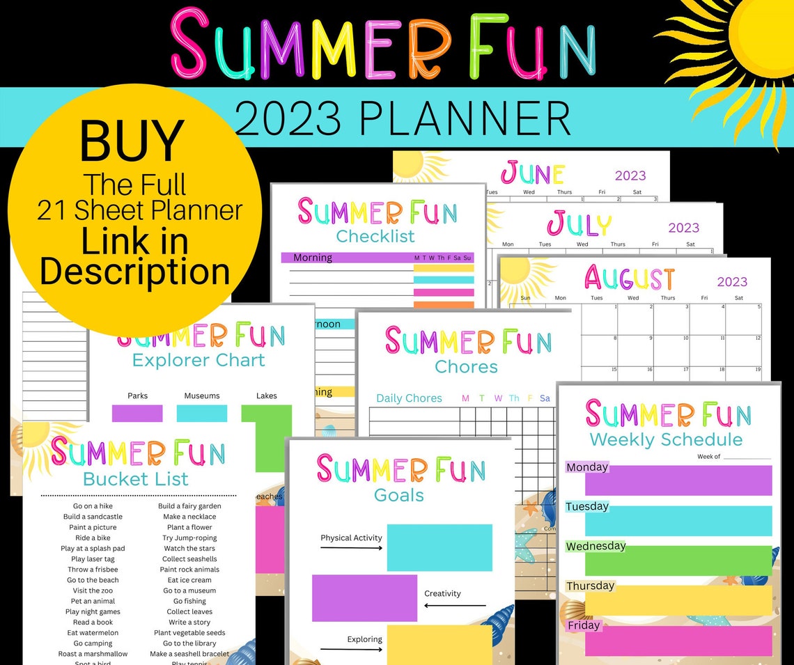 Editable Summer Chore Chart for Kids, Printable Summer Kids Daily and ...
