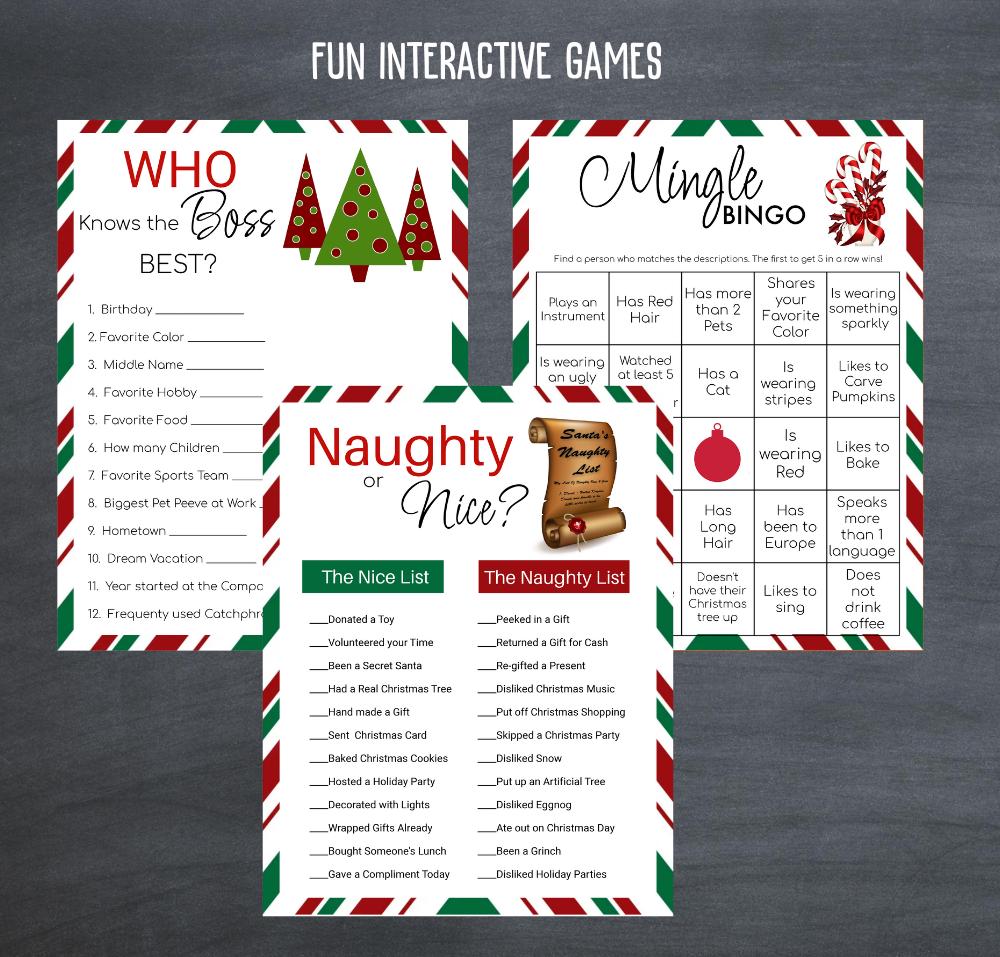 Holiday Office Party Games, Christmas Work Party Printable Games ...