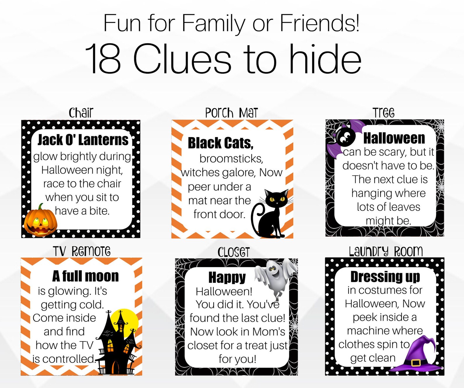 Halloween Treasure Hunt, Halloween Scavenger Hunt Game, Halloween ...