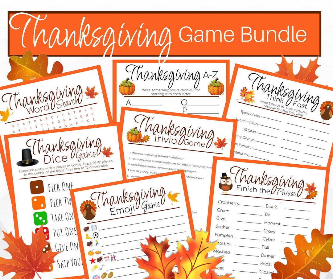 Thanksgiving Game Bundle, Thanksgiving Printable Game, Thanksgiving ...