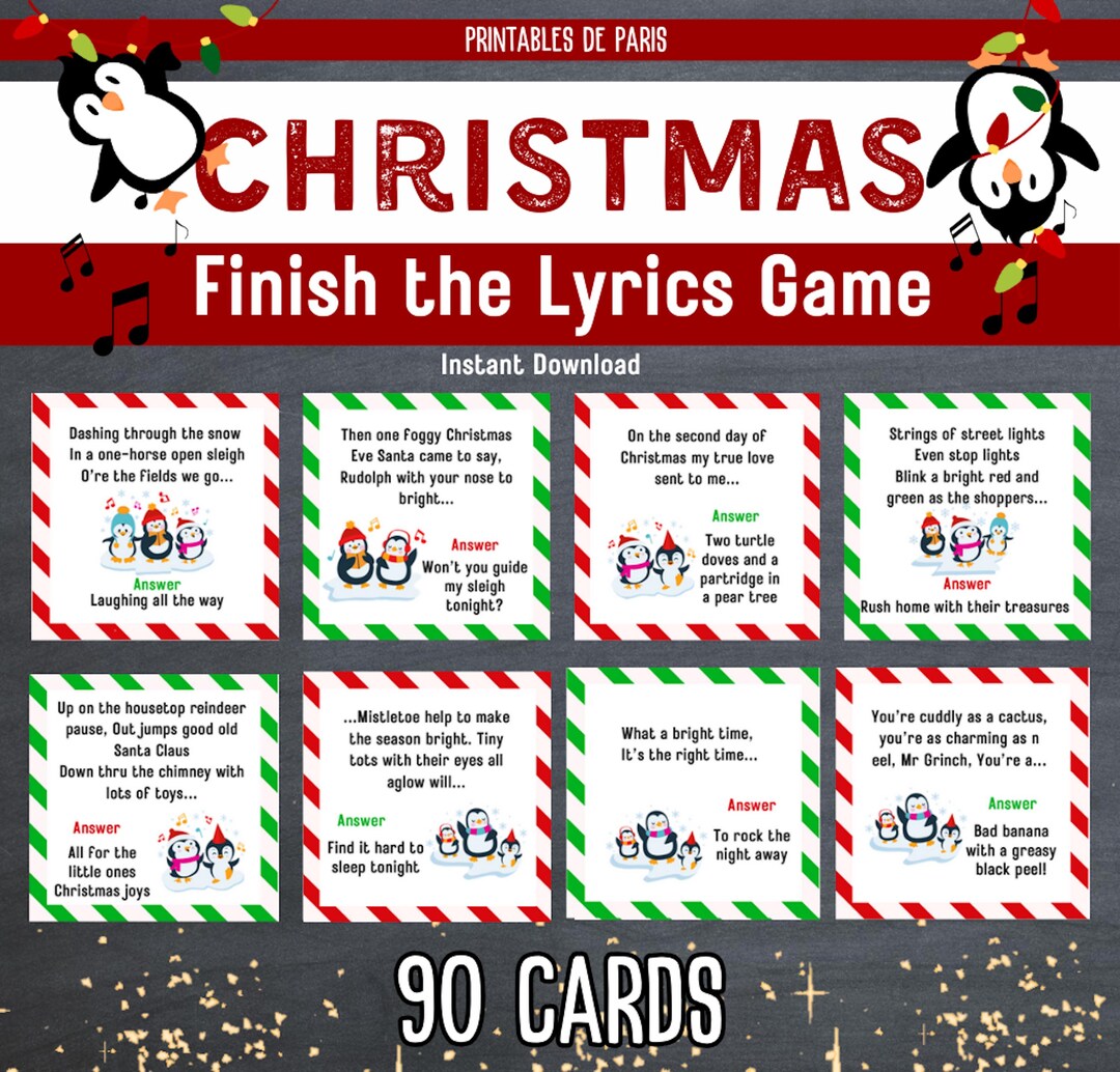 Christmas Carol Finish the Lyrics Game, Christmas Printable Game ...