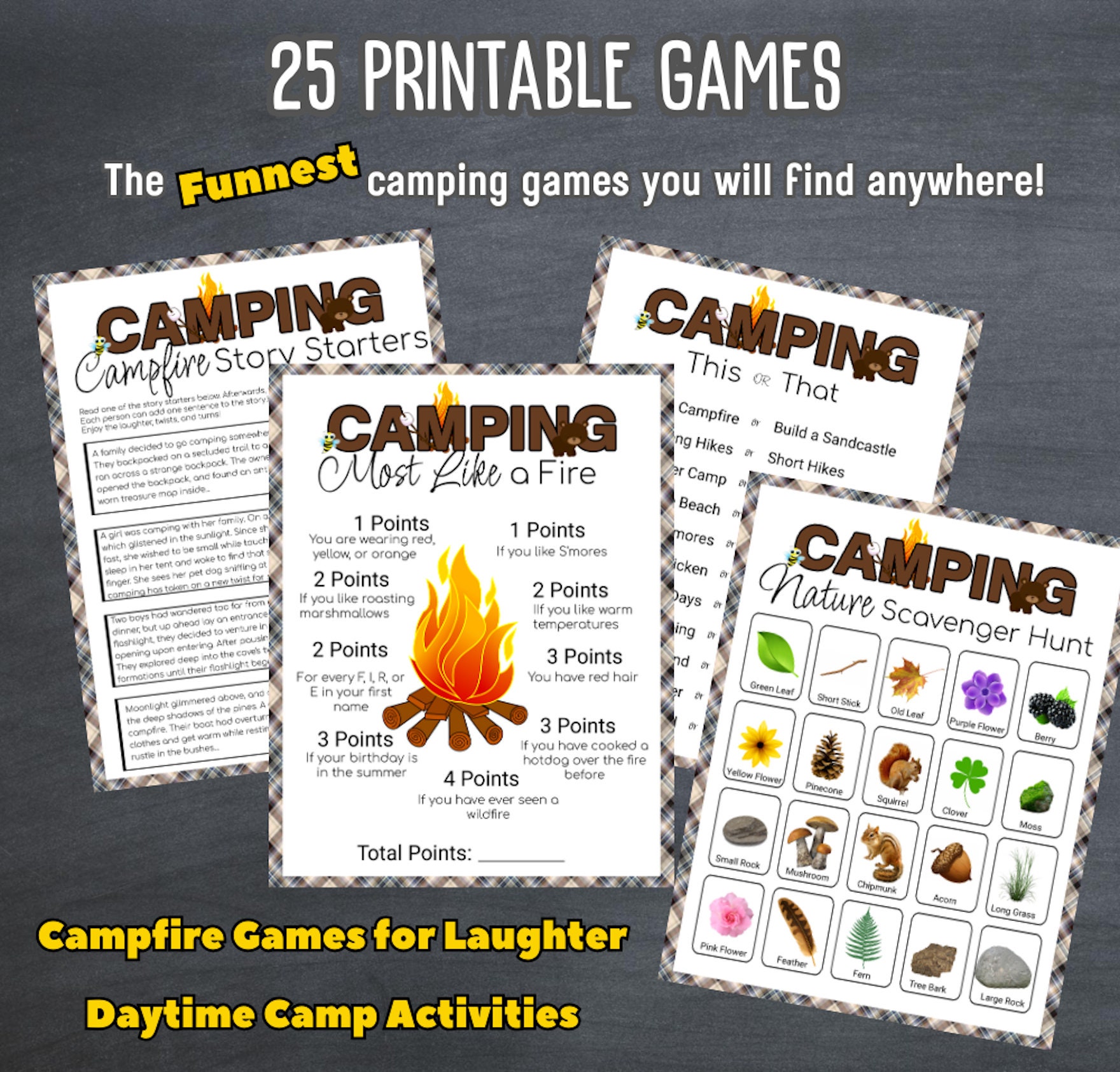 Printable Camping Games With Answer Sheets, Camping Activities, Camping ...