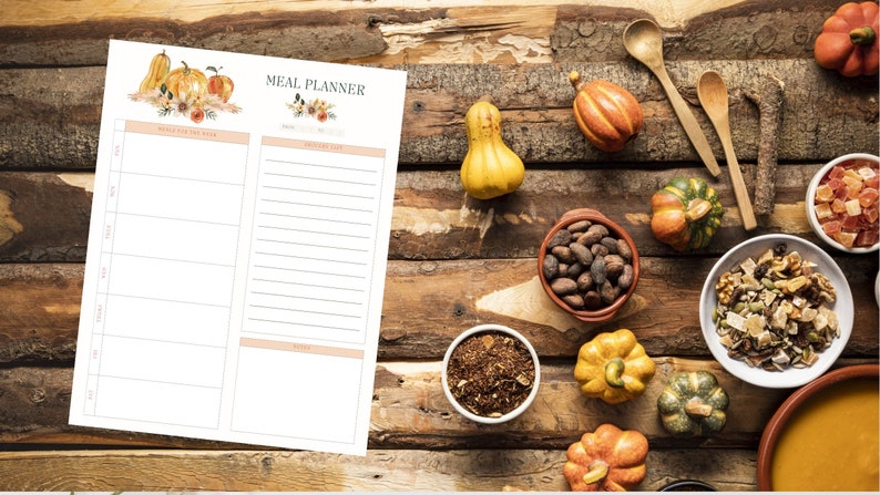 Floral Meal Planner Printable: Fall Weekly Menu (digital Download, PDF ...