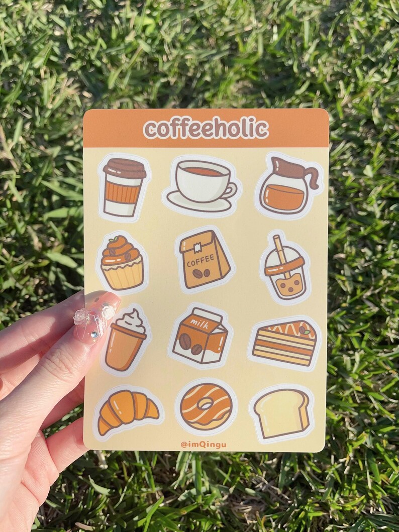 Coffee Desserts Sticker Sheet | Vinyl Stickers | Water Bottle | Laptop ...