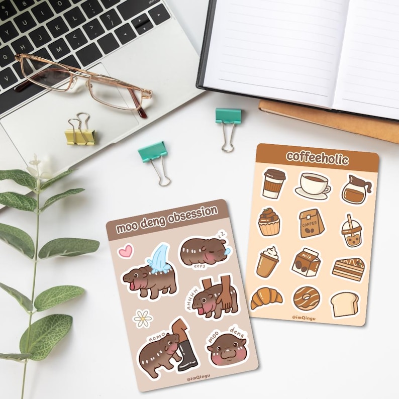 Coffee Desserts Sticker Sheet | Vinyl Stickers | Water Bottle | Laptop ...