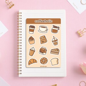 Coffee Desserts Sticker Sheet | Vinyl Stickers | Water Bottle | Laptop ...