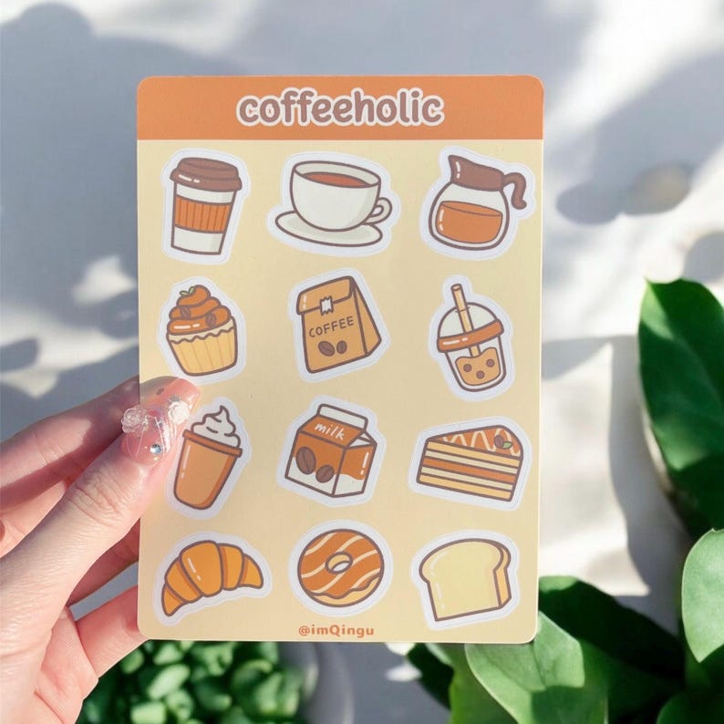 Coffee Desserts Sticker Sheet | Vinyl Stickers | Water Bottle | Laptop ...
