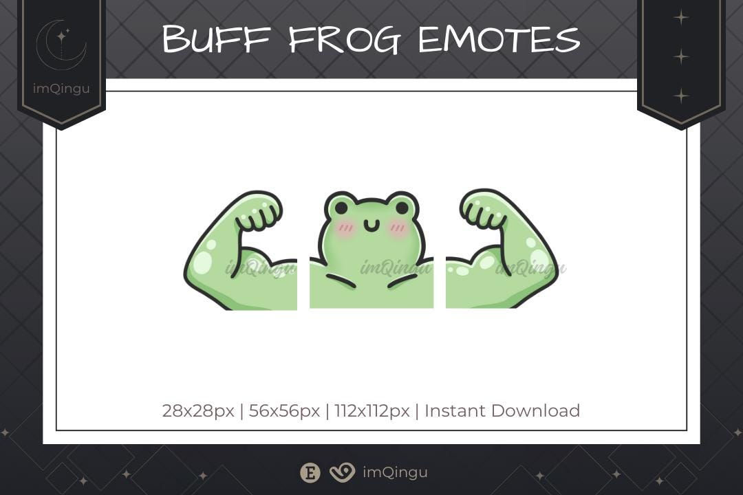 Kawaii Cute Green Chibi Buff Frog Emotes - Twitch Youtube Discord - Etsy