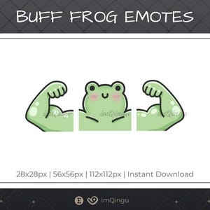 Kawaii Cute Green Chibi Buff Frog Emotes - Twitch Youtube Discord - Etsy