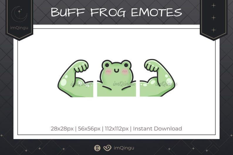 Kawaii Cute Green Chibi Buff Frog Emotes - Twitch Youtube Discord - Etsy