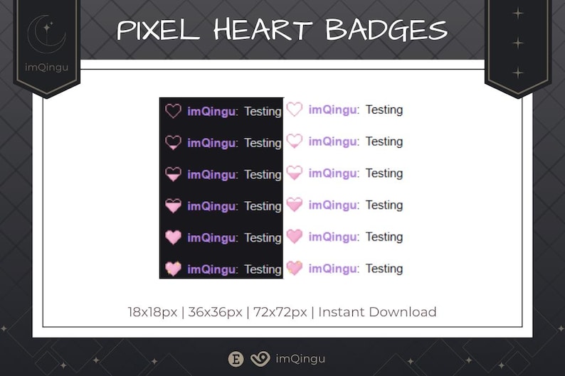 Pink Pixel Hearts Sub Bit Badges - Twitch, Simple, Cute, Aesthetic ...