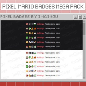 24 Pixel Mario Sub Bit Badges Mega Pack Instant Download for Twitch ...