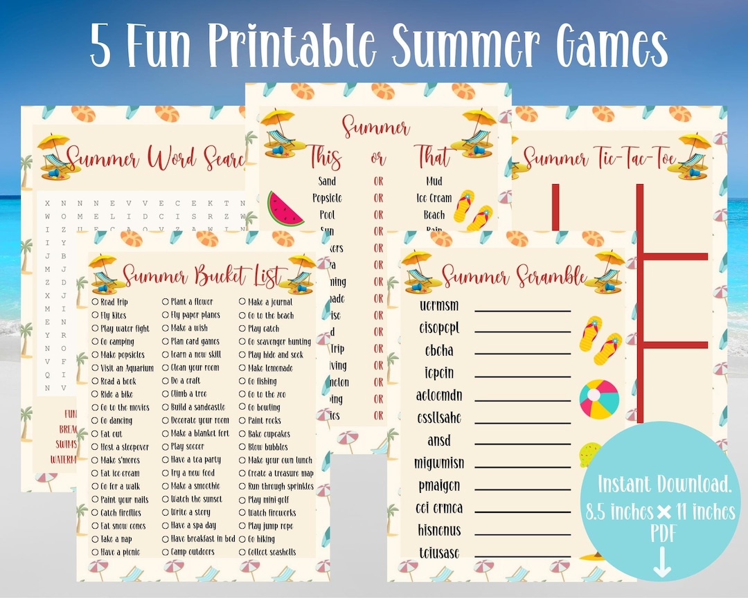 Summer Games Package, Printable Summer Games for Children, Fun Summer ...
