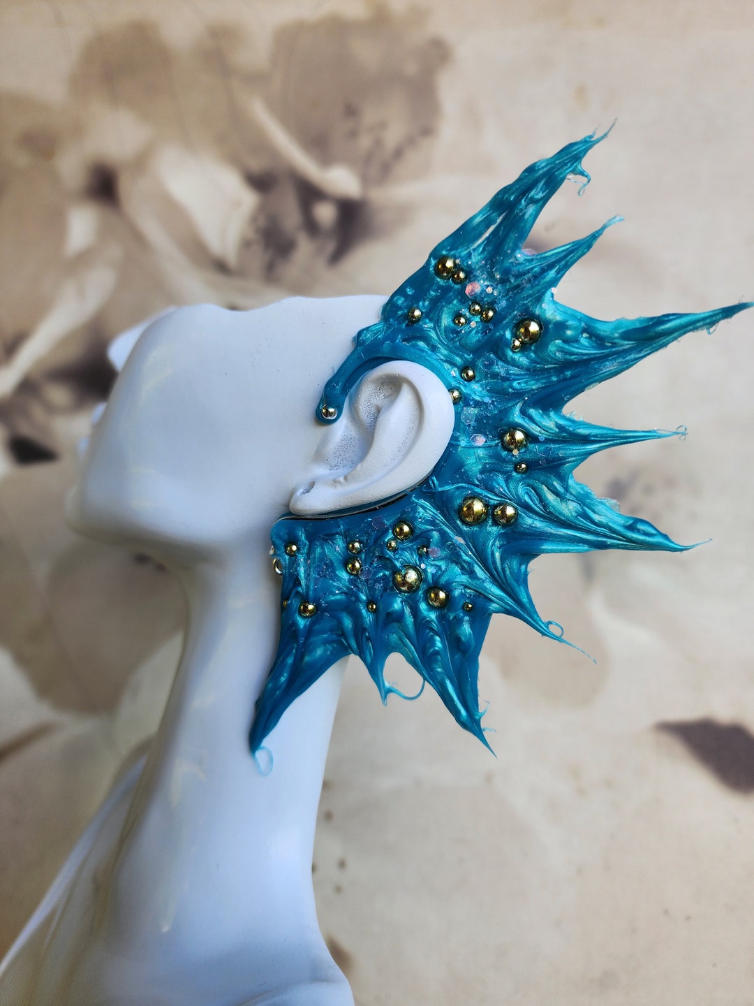 Blue Shimmering Mermaid Ears Siren Ear Cuffs Merpeople Jewelry Merfolk ...