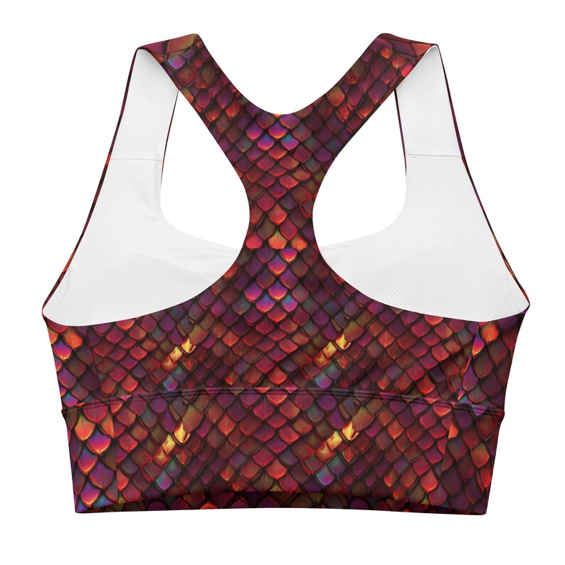 Red Dragon Scale Longline Sports Bra Gym Clothing Active Athletic Wear ...