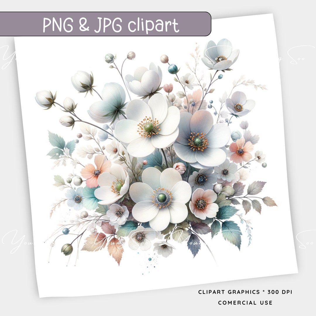 Spring Flowers Watercolor Clipart, Watercolor Cute Spring Fowers ...