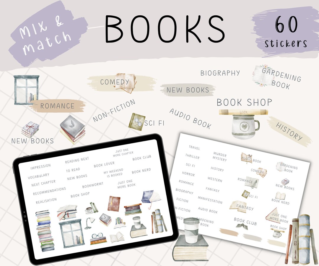 BOOKS Digital Stickers for Goodnotes Reading Stickers - Etsy UK