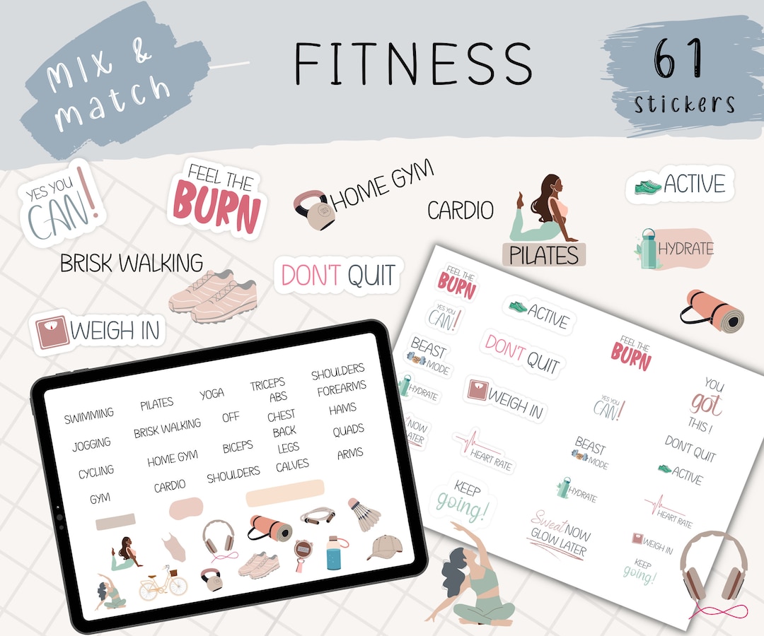 Fitness Digital Stickers, Fitness Planner, Digital Planner Sticker ...