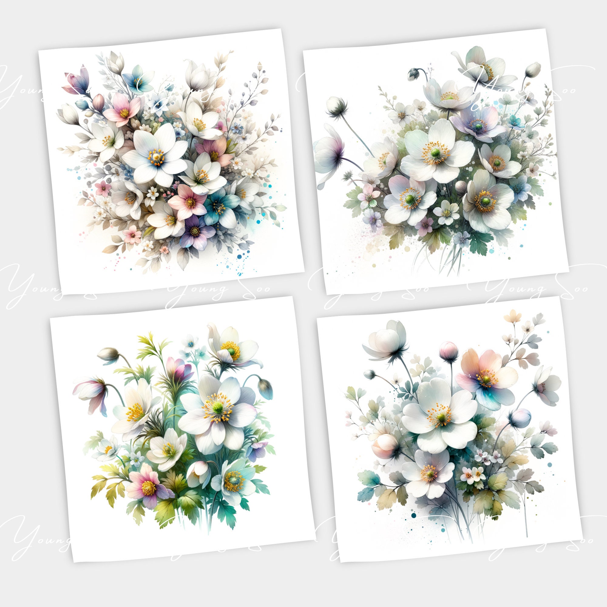 Spring Flowers Watercolor Clipart, Watercolor Cute Spring Fowers ...