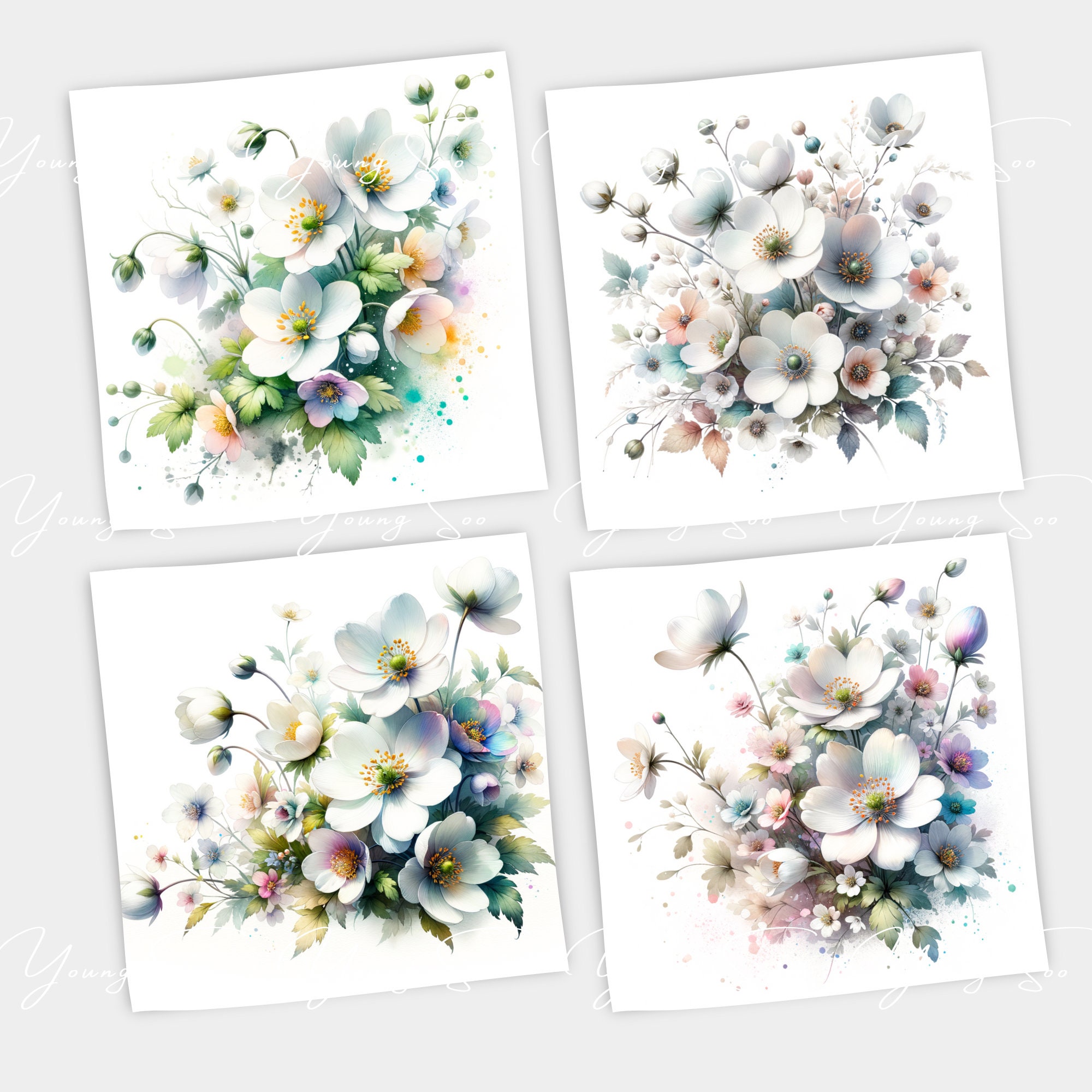 Spring Flowers Watercolor Clipart, Watercolor Cute Spring Fowers ...