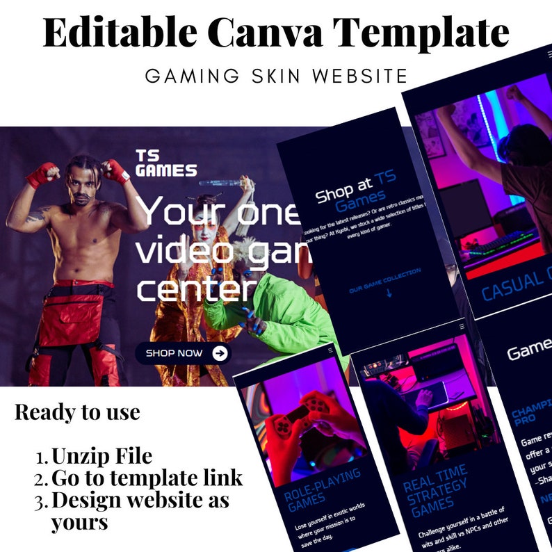 Gaming Website Canva Template: Gaming-inspired Canva Template for ...