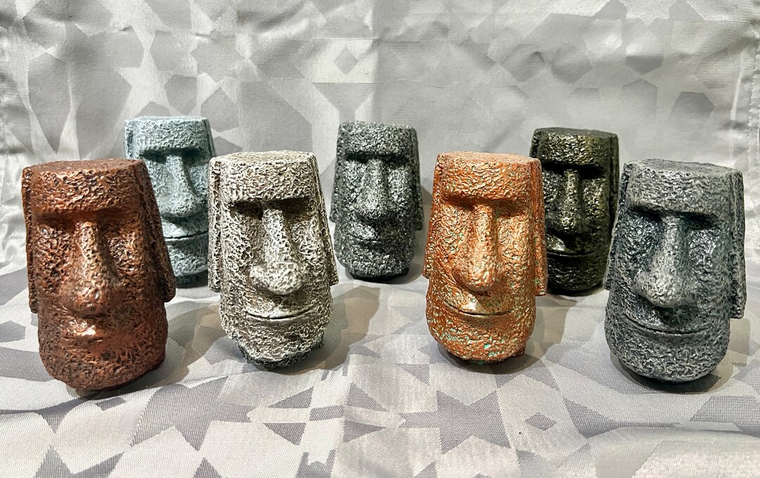 Concrete Easter Island Moai Tiki Head Statue - Set of 2 - Etsy