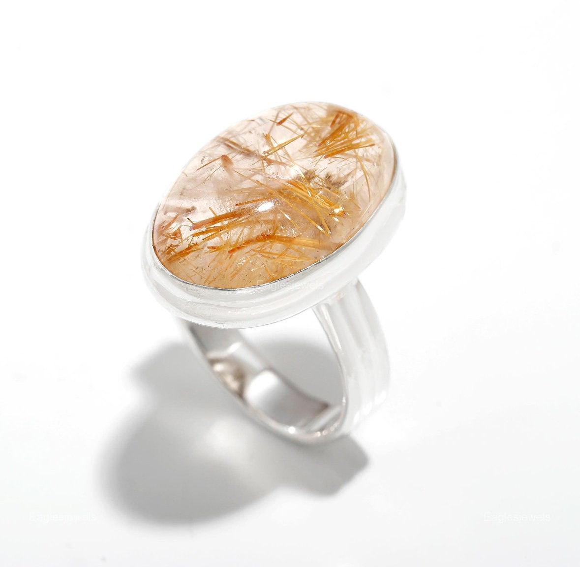 Golden Rutile Ring 925 Sterling Silver Ring Exquisite Handcrafted Ring ...