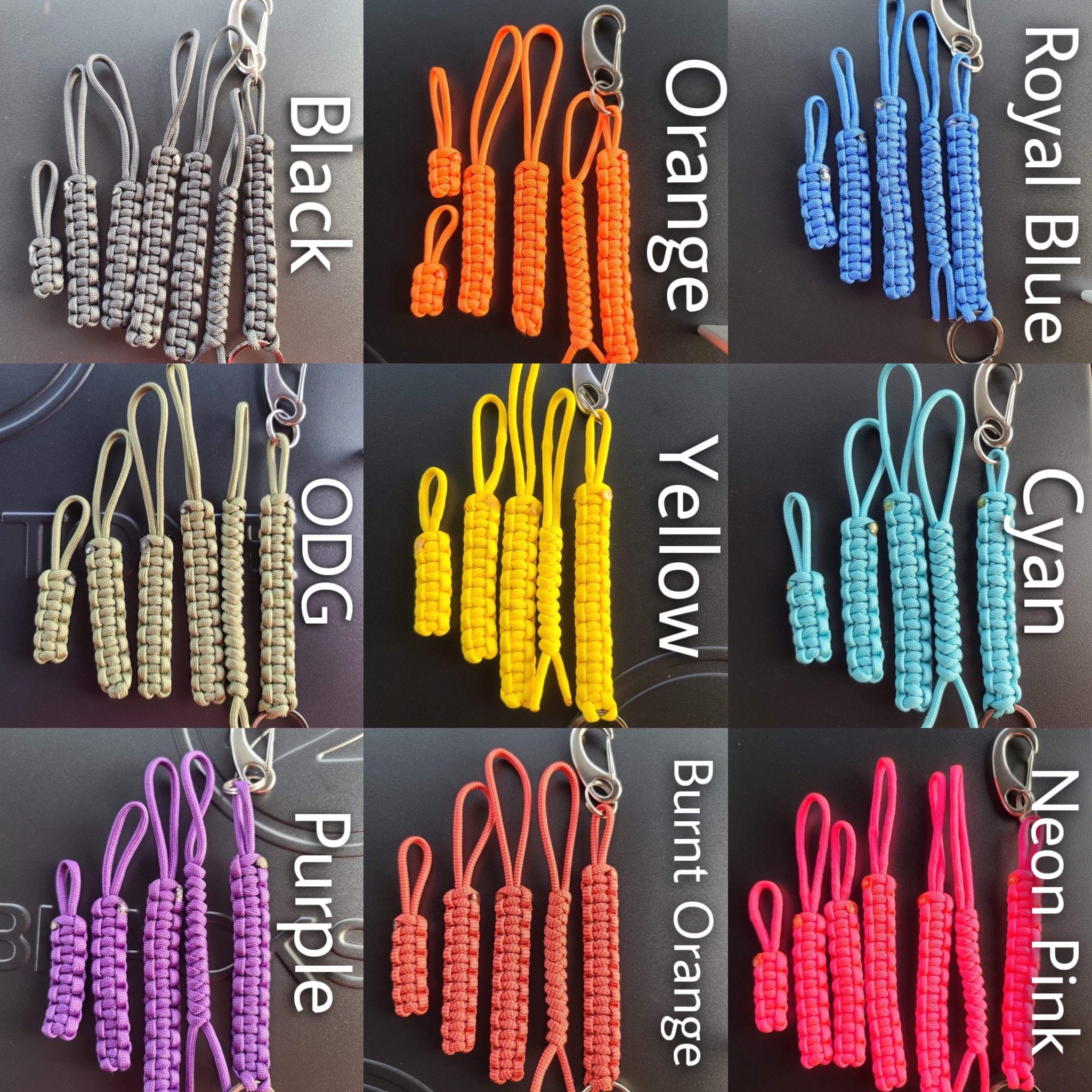 Handmade 550 Paracord Keychains, Key Fobs, Knife Lanyards Choose Your ...