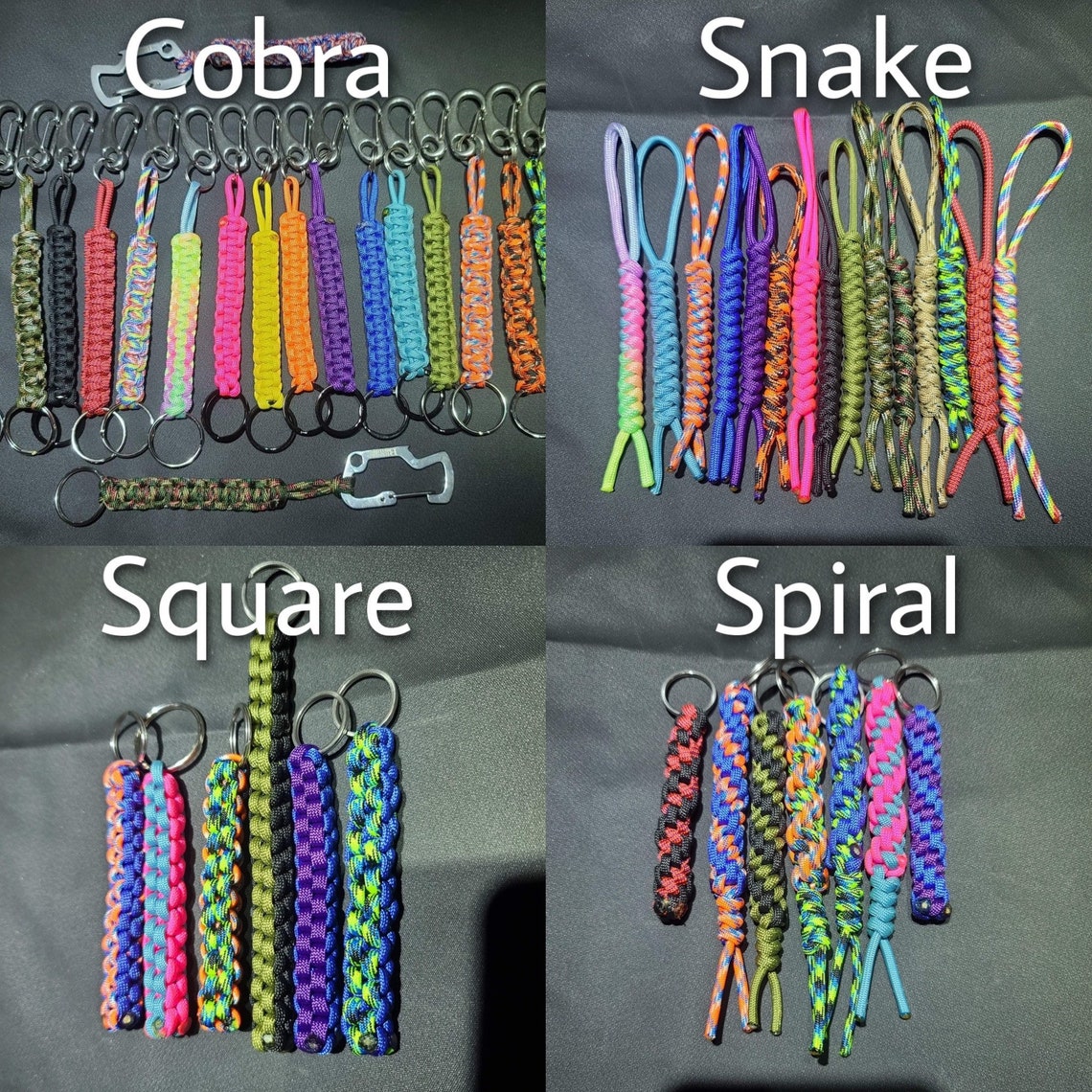 Handmade 550 Paracord Keychains, Key Fobs, Knife Lanyards Choose Your ...