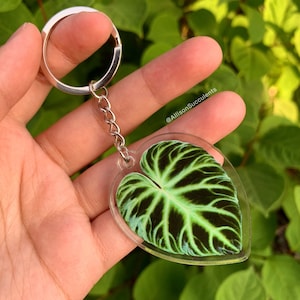 Tropical Plant Keychain: Double Sided Acrylic Leaf Bag Charm - Etsy