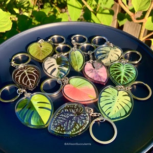 Tropical Plant Keychain: Double Sided Acrylic Leaf Bag Charm - Etsy