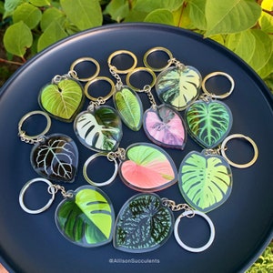 Tropical Plant Keychain: Double Sided Acrylic Leaf Bag Charm - Etsy
