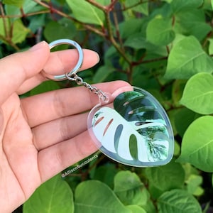 Tropical Plant Keychain: Double Sided Acrylic Leaf Bag Charm - Etsy